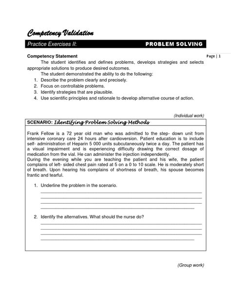 Competency Validation Practice Exercises Ii Pdf Nursing Patient