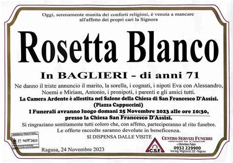 Funerali E Annunci Funebri A Ragusa Rosetta Blanco Funer24