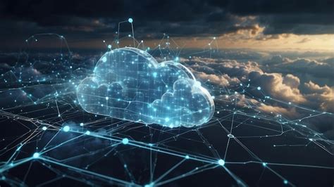 Glowing Cloud Symbol Above Clouds Depicting Cloud Computing Tech