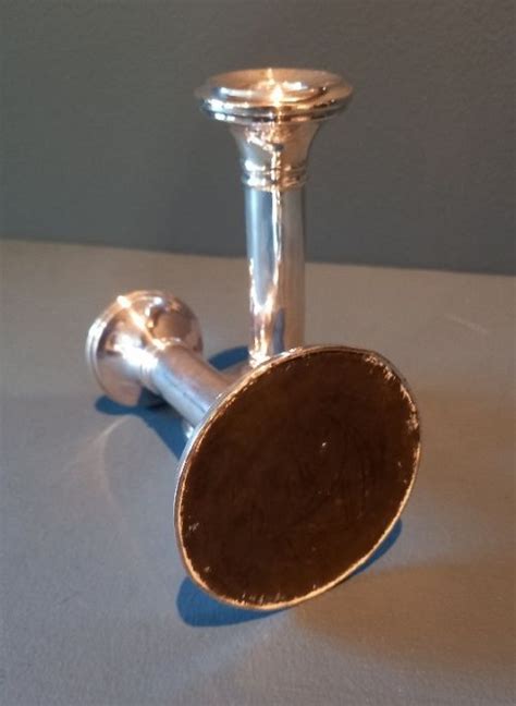 Pair Of Antique Plain Solid Silver Candlesticks