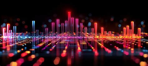 Neon Financial Bar Graph On Digital Interface Symbolizing Data Analysis