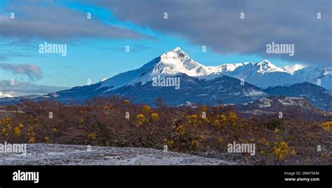 Panorama Landscape With An Illuminated Peak Of The Torres Del Paine