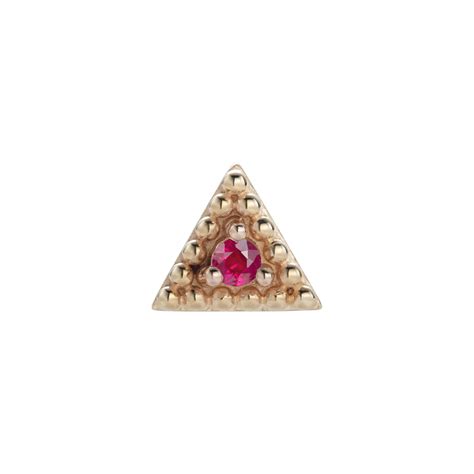 14kt Solid Gold Ruby Triangle Threadless Top Giometal Body Jewelry