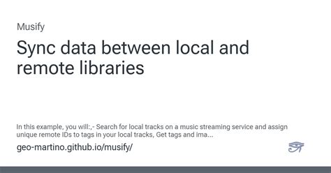 Sync Data Between Local And Remote Libraries — Musify