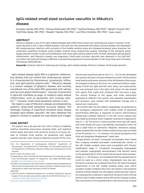 Pdf Igg4 Related Small Sized Occlusive Vasculitis In Mikuliczs Disease