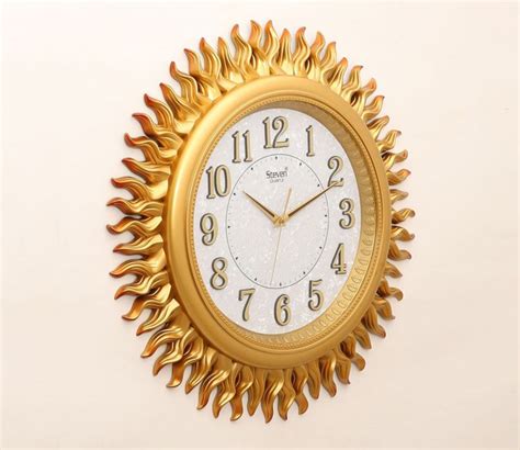 Buy Big Golden Sun Shaped Wall Clock At 22 Off Online Wooden Street