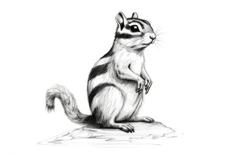 Premium Ai Image Cute Chipmunk Drawing On White Background Generative Ai