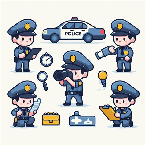 Los Personajes Policiales Están Llevando A Cabo Actividades Vector