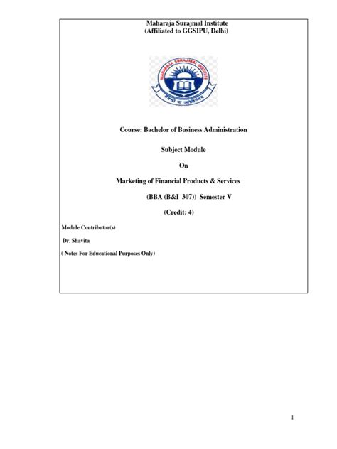 Marketing Of Financial Products And Services Code 307 Bba B And I