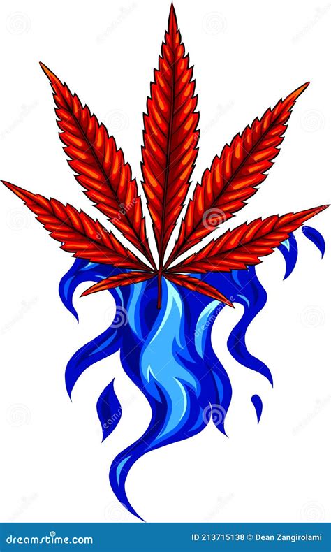 Leaf Of Hemp From Red Flame Vector Illustration Stock Vector