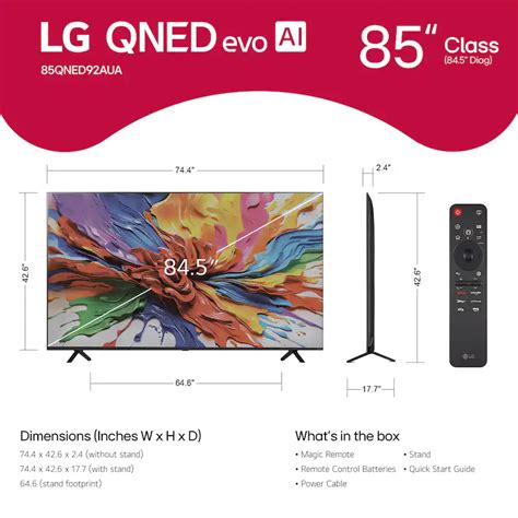 Lg 85 Class 92a Series Qned Evo Ai Miniled 4k Uhd Smart Webos Tv 2025