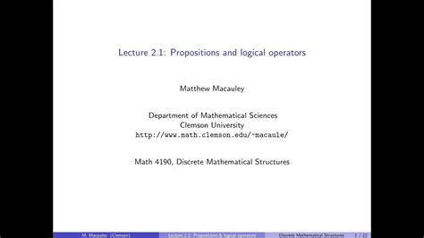 discrete mathematical structures lecture 2 1 propositions and logical