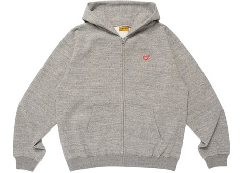 Human Made Classic Zip Up Sweat Hoodie Gray Mens Fw25 Us