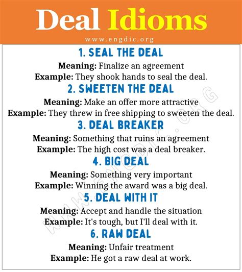 Idioms About Deal With Meaning And Examples Engdic English