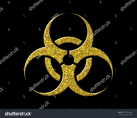 Biological Chemical Toxin Sign Golden Glitter Stock Illustration