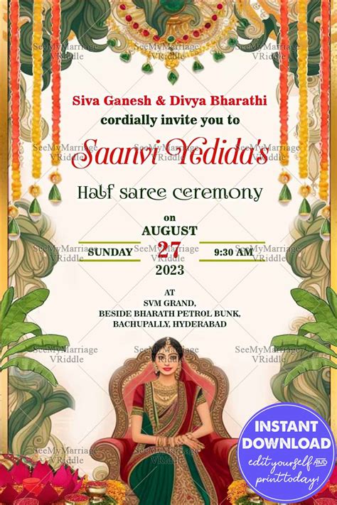 Saree Function Invitation Card Template