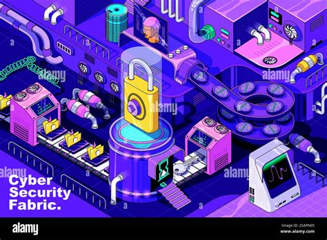 Cyber Security Web Concept In 3d Isometric Design Personal Data Protection System With