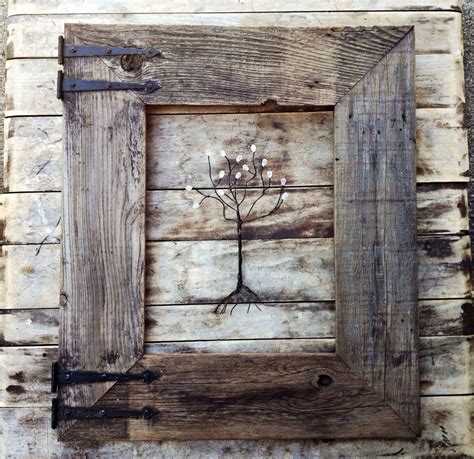 Rustic Barn Wood Frame With Vintage Rustic Hinges Rustic Picture