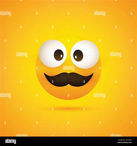 Smiling Emoji Simple Happy Emoticon With Dreamy Pop Out Eyes And