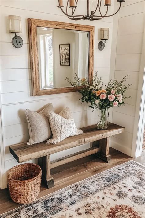 Rustic Farmhouse Entryway Solid Wood Console Table Rustic Wooden Hall