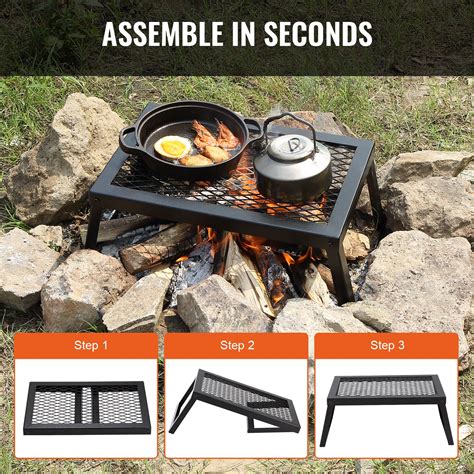 Vevor Folding Campfire Grill Portable Camping Fire Pit Steel Outdoor