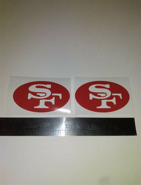 2x San Francisco 49ers Decals Shinny Red Vinyl 25x15 Mini Helmet
