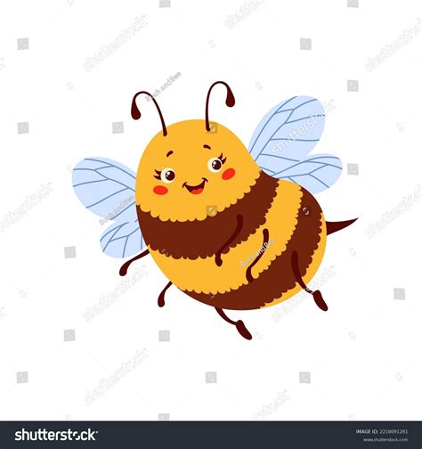 Bee Cartoon Character Isolated Cute Comic Stock Vector Royalty Free