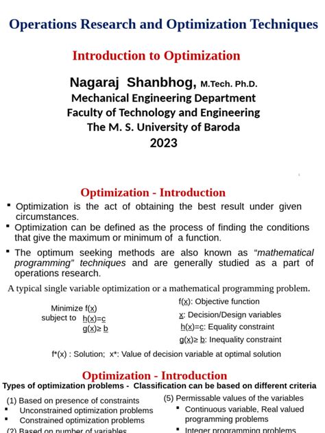 Optimization Techniques Overview Pdf Mathematical Optimization