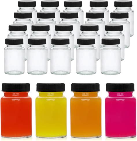 15 Pack 2 Oz Glass Shot Mini Bottles W Black Lids And 15