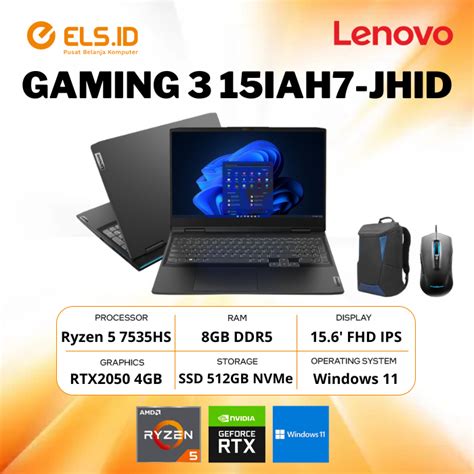 Jual Lenovo Ideapad Gaming Iah Ryzen Hs Gb Ssd Gb Rtx W Ohs Shopee