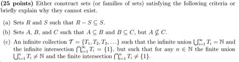 Solved 25 Points Either Construct Sets Or Families Of Chegg Com