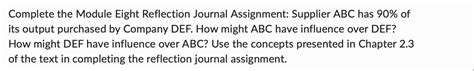 Solved By An Expert Complete The Module Eight Reflection Journal