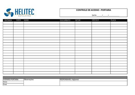Portaria Planilha Controle De Acesso Pdf