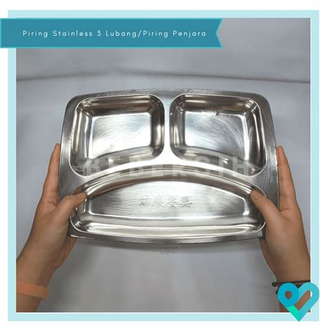 Jual Piring Penjara Piring Stainless Sekat 3 Piring Kantin Shopee