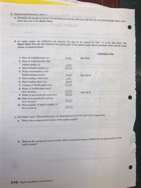 solved 5 experimental procedure part c a determine the