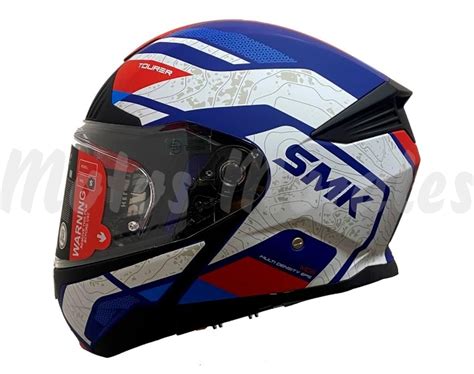 Casco Modular Smk Gullwing Navigator Blancoazulrojo Mate Motos Morales