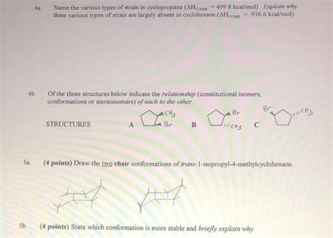 Solved 4a Name The Various Types Of Strain In Cyclopropane
