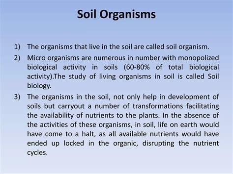 Soil Organisms Functions And Their Role In Soil Fertility Pptx