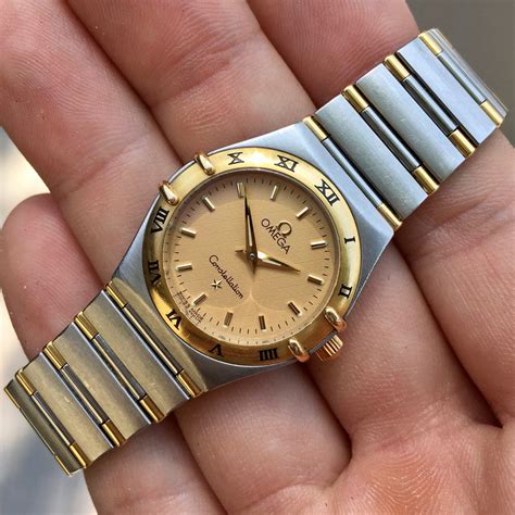 Omega Constellation Ladies Two Tone Steel Gold Champagne Quartz 25mm W