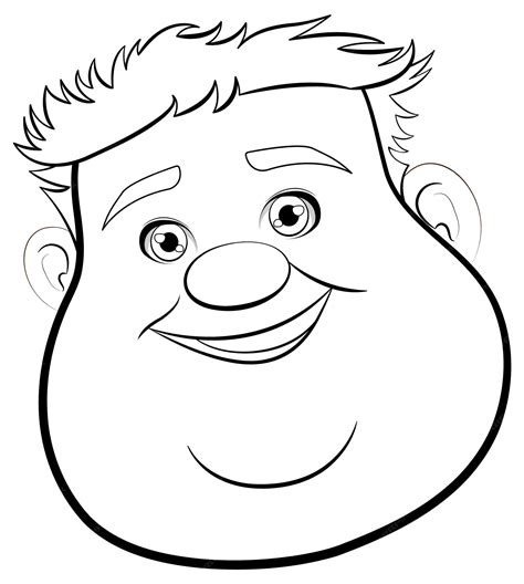 Premium Vector Outline Of Chubby Man Face Cartoon