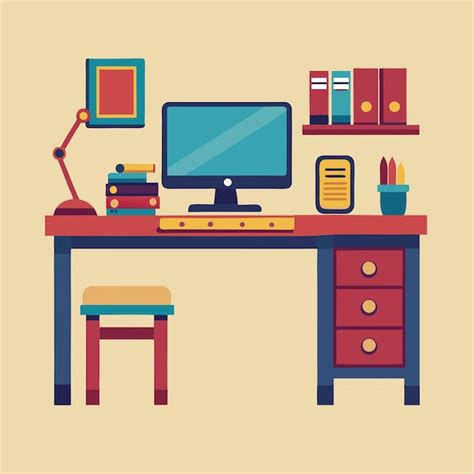 Computer Desk Vector Art Illustration Design Premium Ai Generated Vector