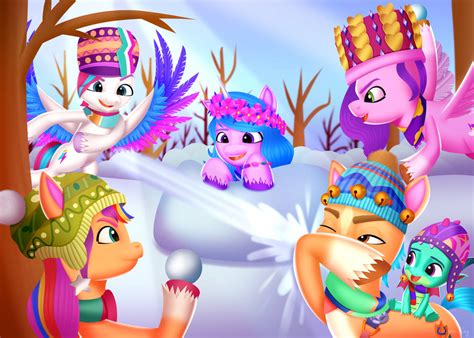 Mlp G5 Winter Wishday Snowball Fight By Leonkay On Deviantart