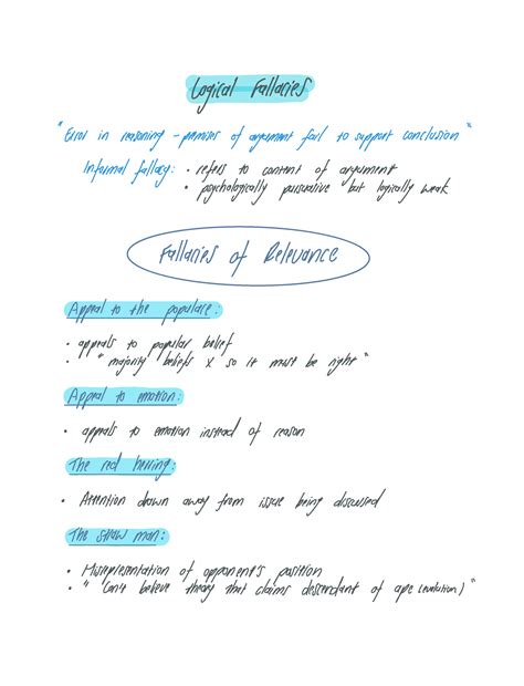 B4 Fallacies Philosophy Summaries Logical Fallacies Error In