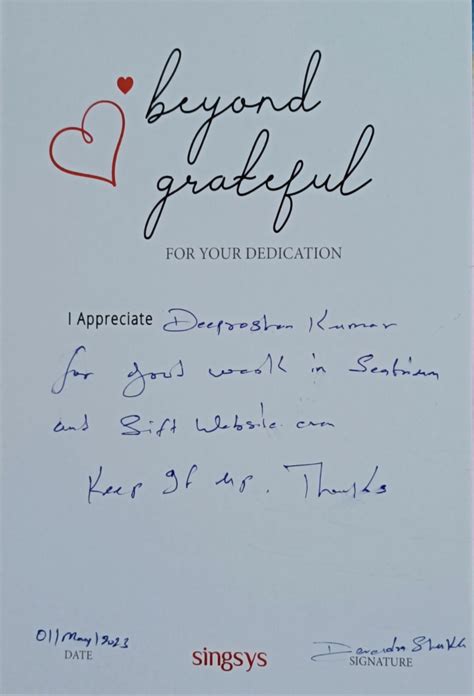Deeproshan Kumar On Linkedin Singsys Appreciation Growth