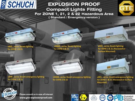 Explosion Proof Compact Light Fittings Standard Emergency Gte