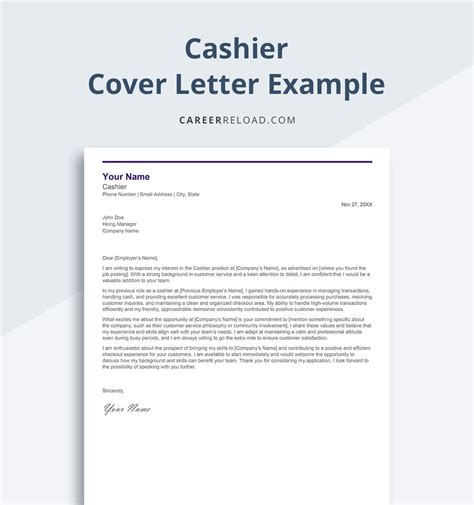Cashier Cover Letter Example And Writing Guide Career Reload