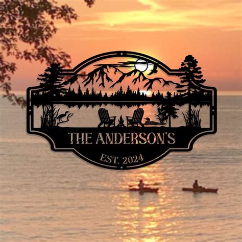 Campsite Monogram Lake House Signpersonalized Last Name Sign
