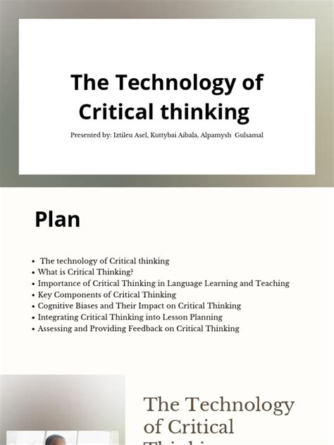 the technology of critical thinking pdf pdf critical thinking thought