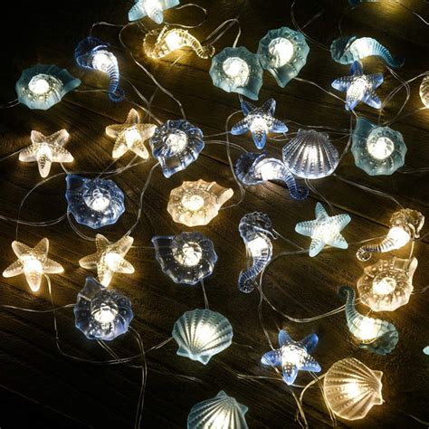 Nautical Beach Decor Led String Lights Battery Under The Sea Coastal