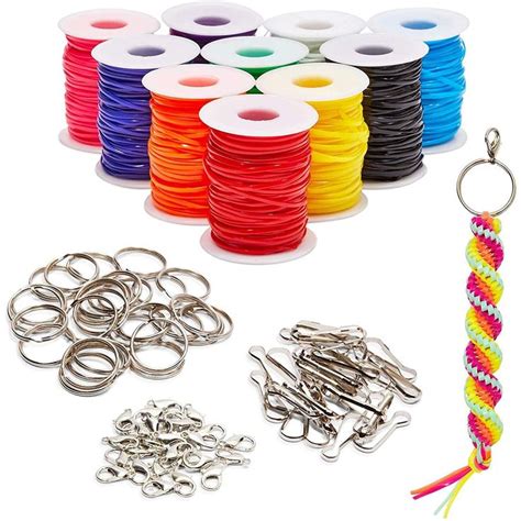 Lanyard String Boondoggle Kit With 10 Rolls 40 Yards Each For Keychains And Bracelets 100